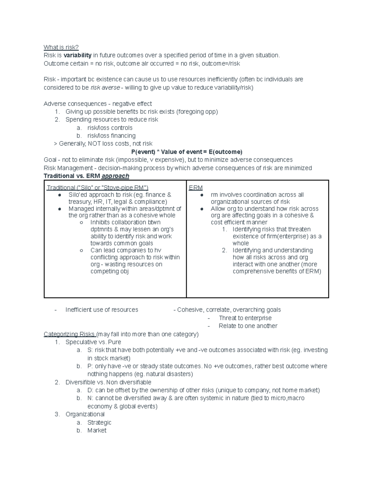 RMI 300 - Risk Management Lecture Notes and Concepts - Studocu