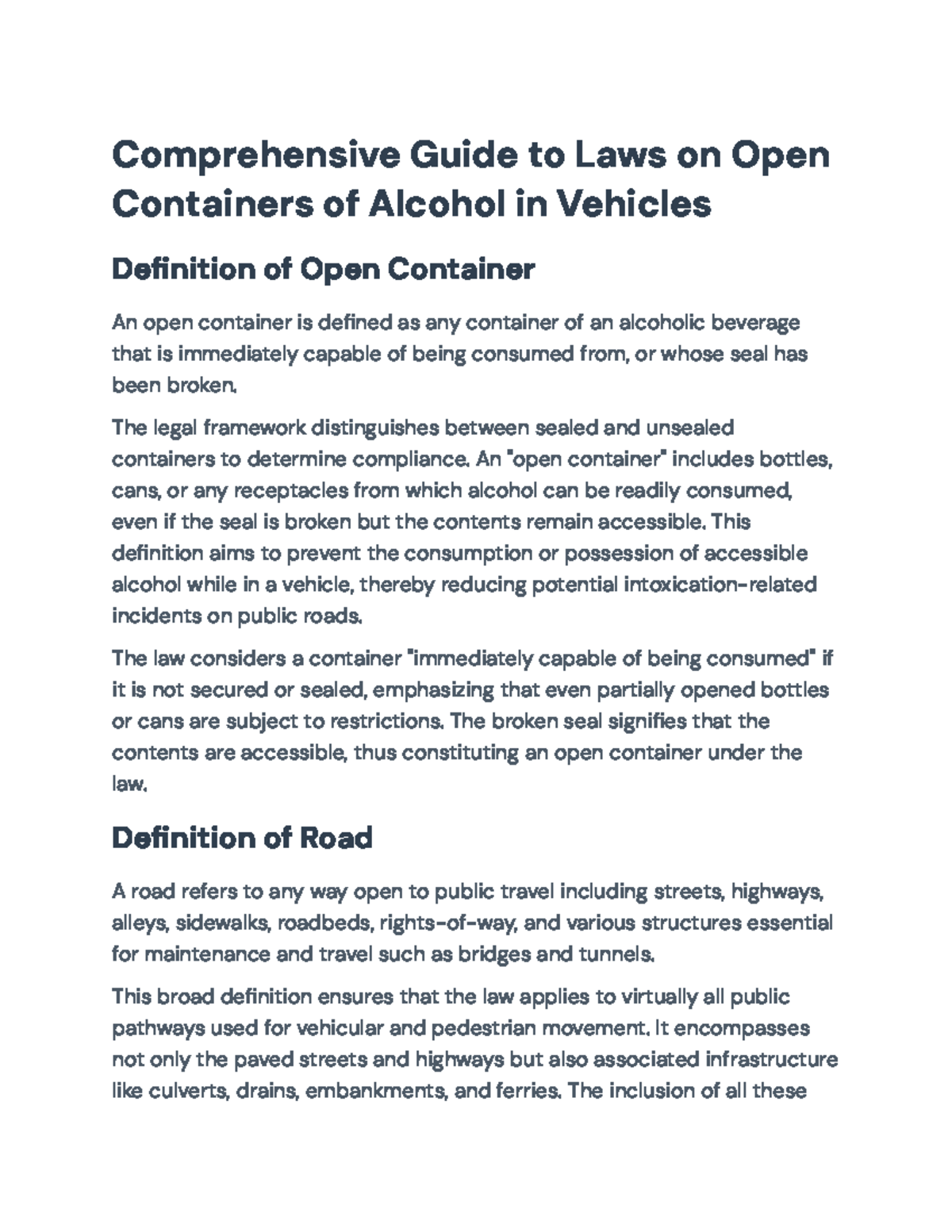 Comprehensive Overview of Open Container Laws in Vehicles (Course Code ...