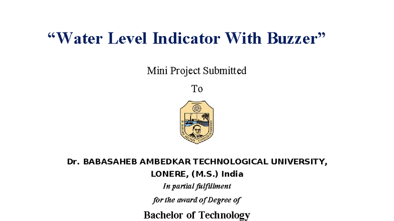 Mini Project-I Report Template 2024-2025 - “Water Level Indicator With ...