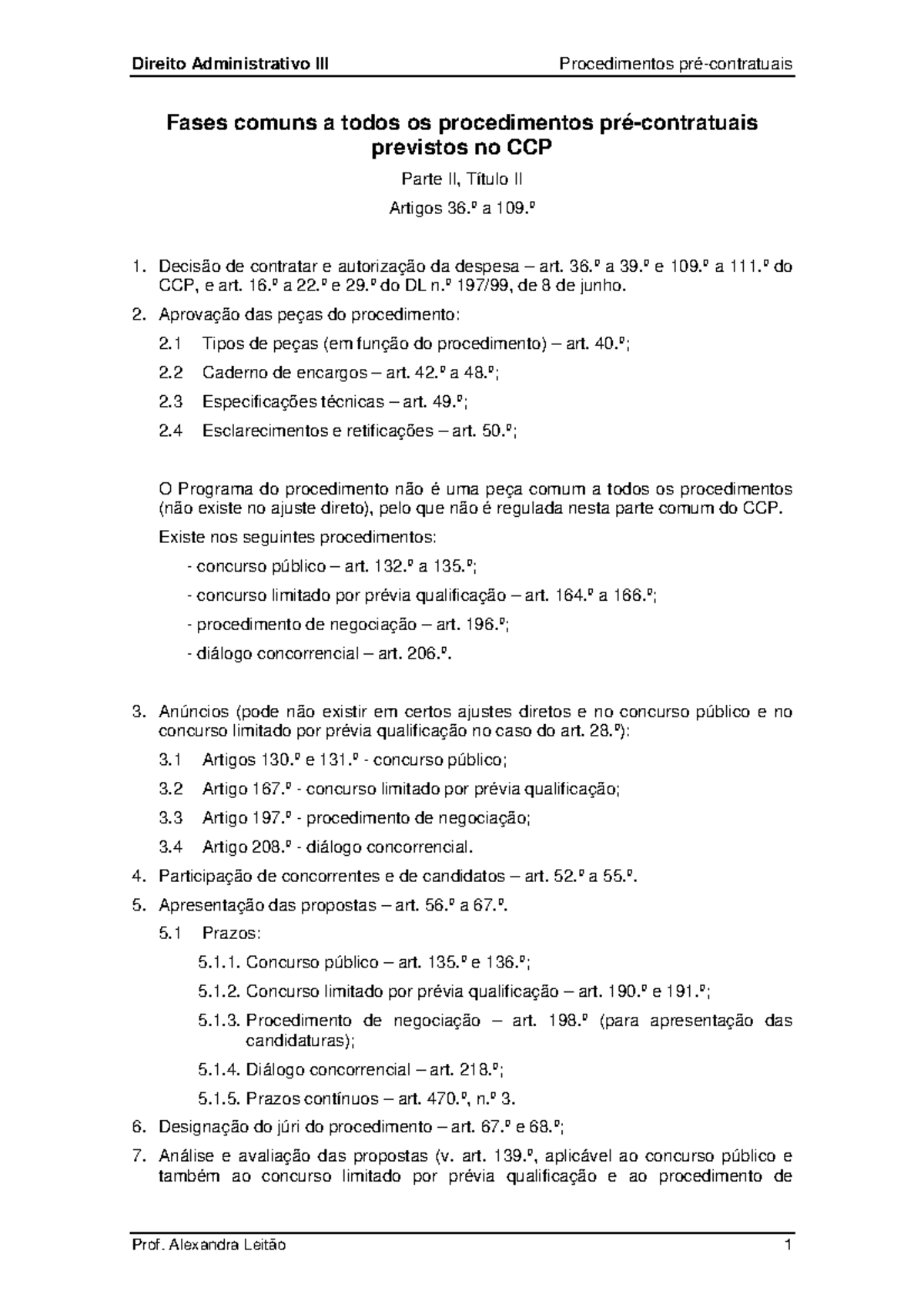 Procedimentos Pré-Contratuais no CCP: Fases e Artigos Relevantes - Studocu