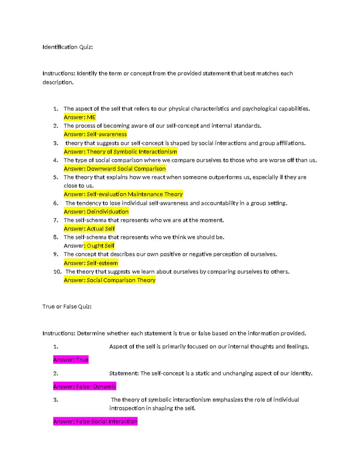UTS-Quiz Notes: Self-Concept Identification & True/False Evaluation ...