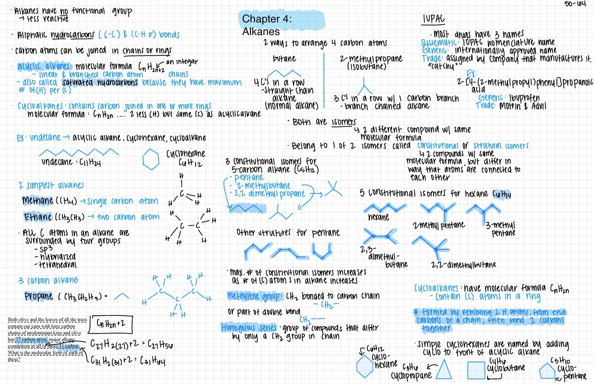 Chapter 4-6: Alkanes and Cycloalkanes Overview - Studocu