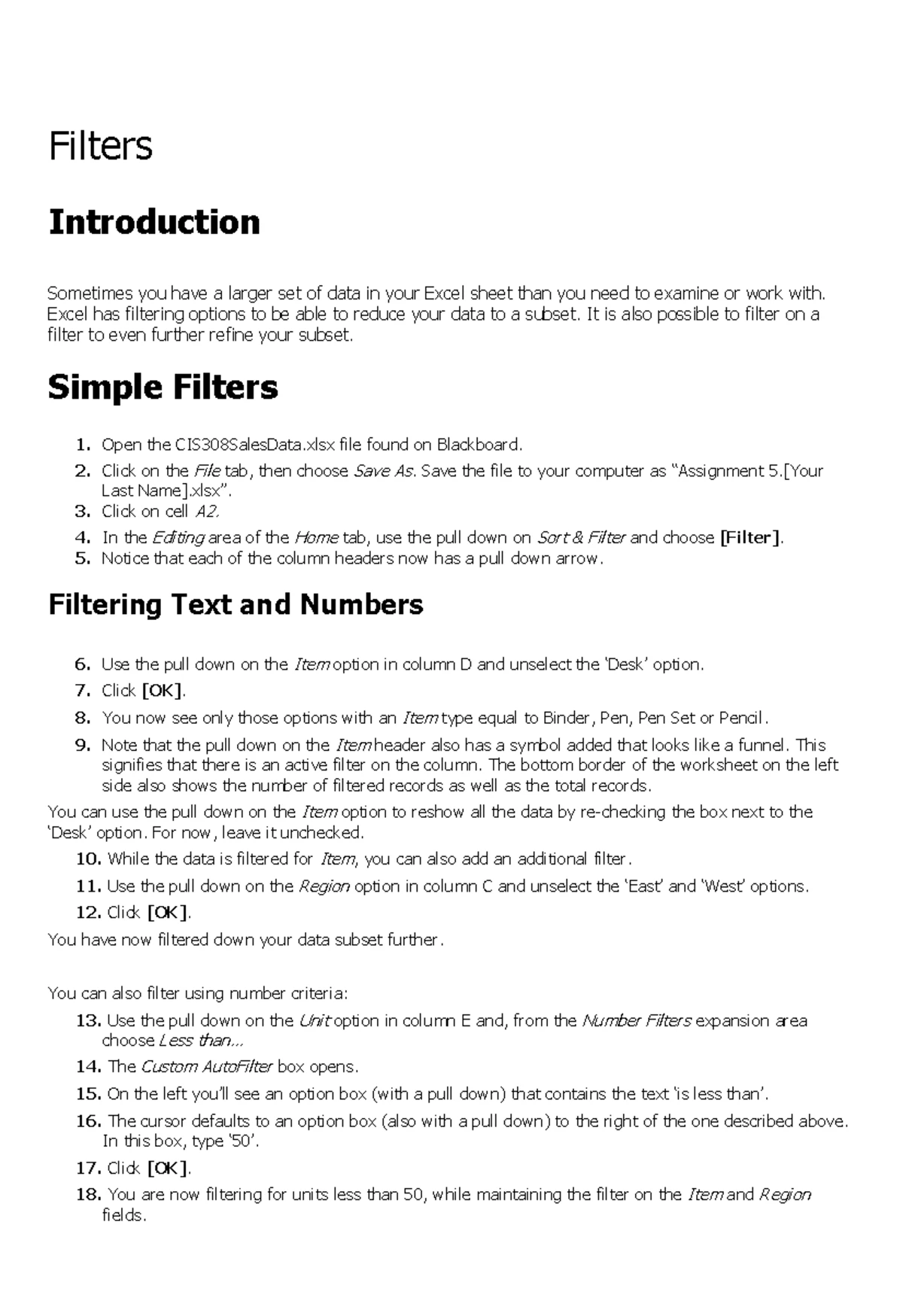 Lecture 4 - Security Techniques in Excel - CIS308 - SPREADSHEET ...