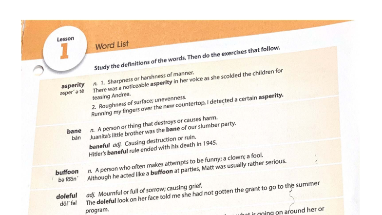 Wordly Wise Book 10 Lesson 1-6 Vocabulary Word List and Definitions ...