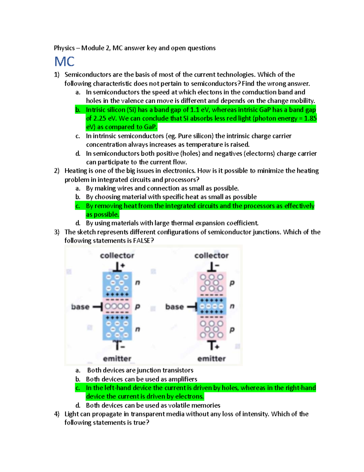 Physics Module 2: MC Answer Key & Open Questions - Studocu