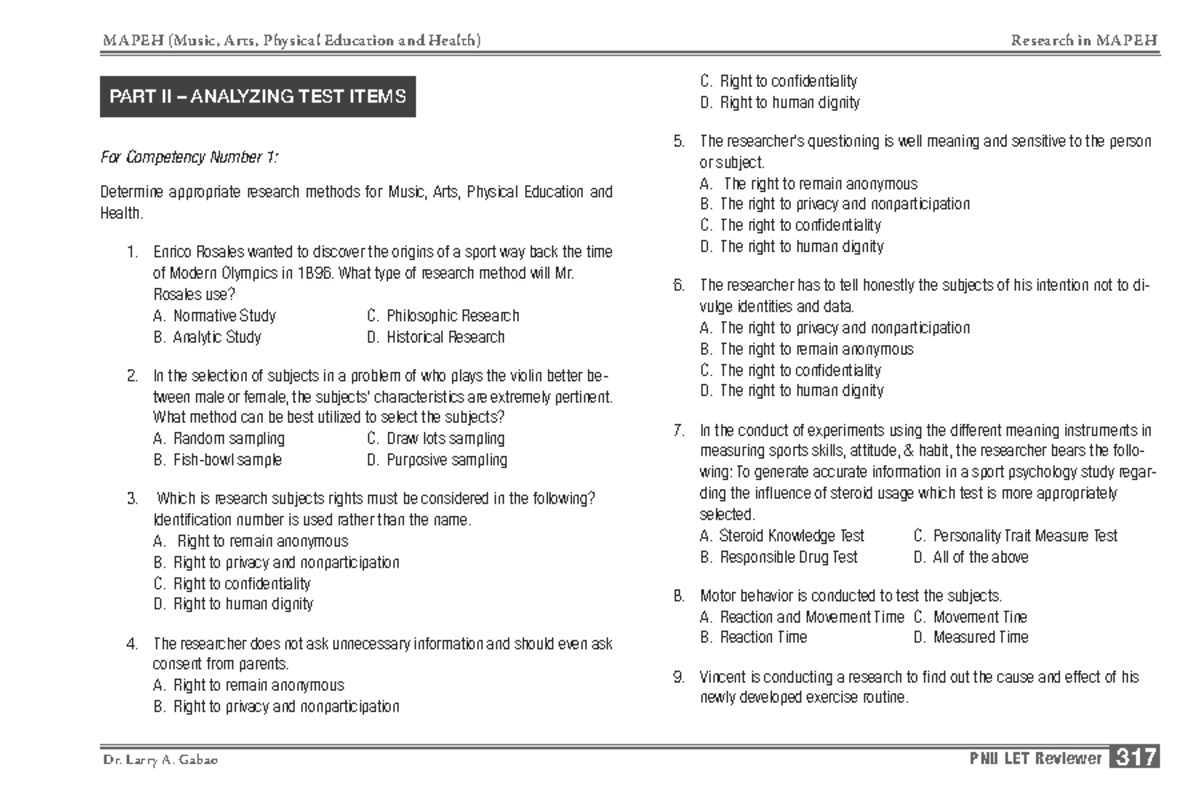 PNU LET Reviewer: Mapeh Final Exam Notes by Dr. Larry A. Gabao - Studocu