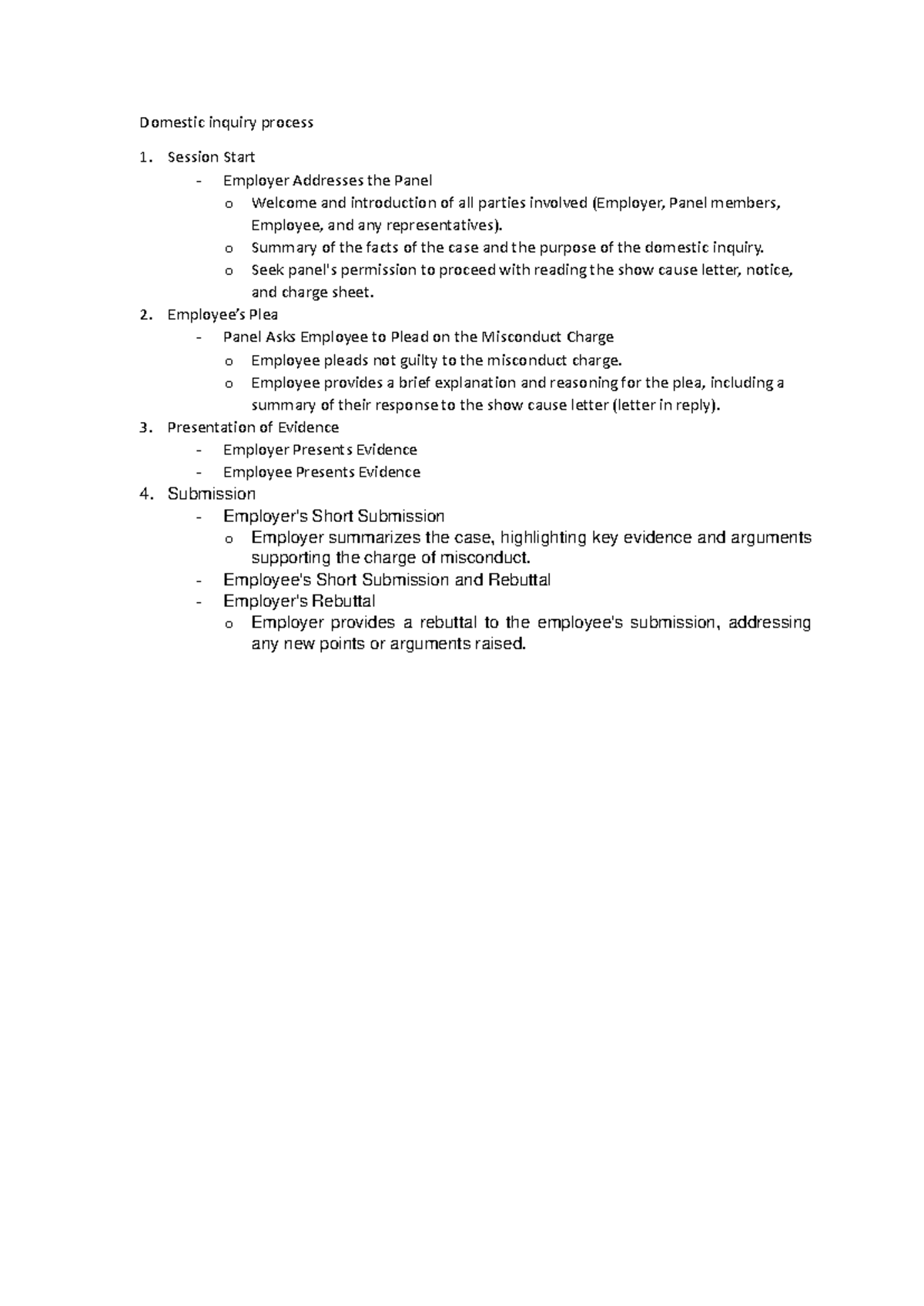 Domestic inquiry process - Domestic inquiry process Session Start ...