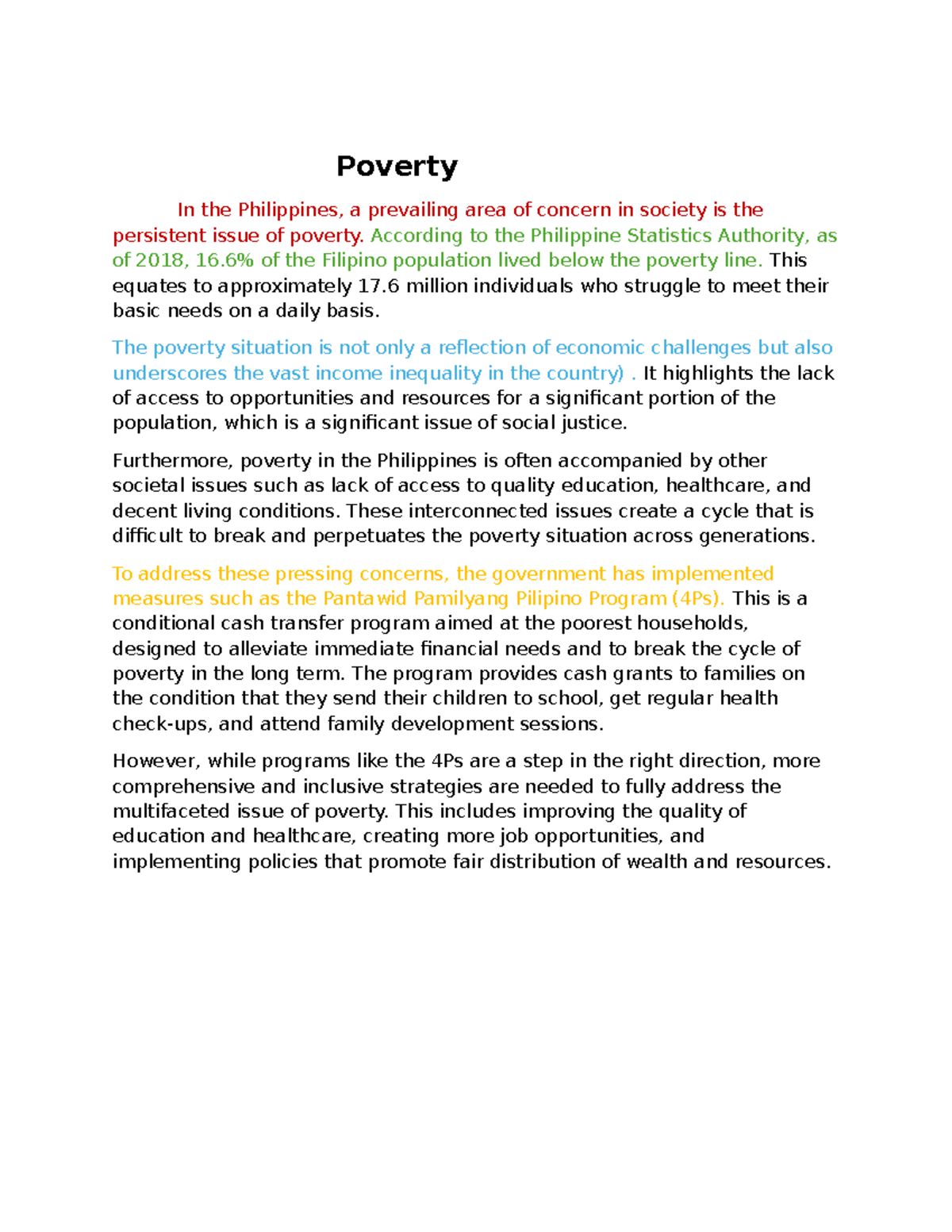 Poverty in the Philippines - Essay Analysis and Solutions - Studocu