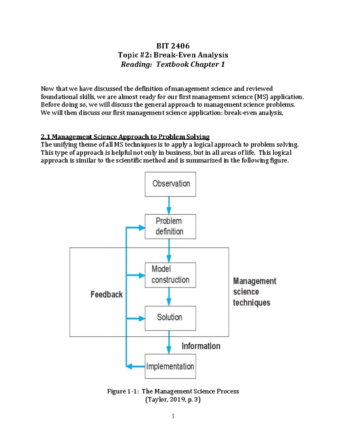 BIT 2406 - Break-Even Analysis Overview and Applications in Management ...