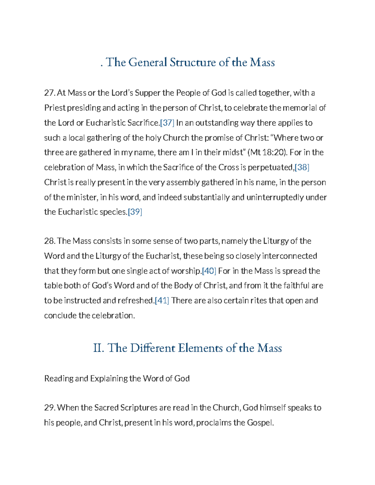General Structure of the Mass: Key Elements and Rites Explained - Studocu