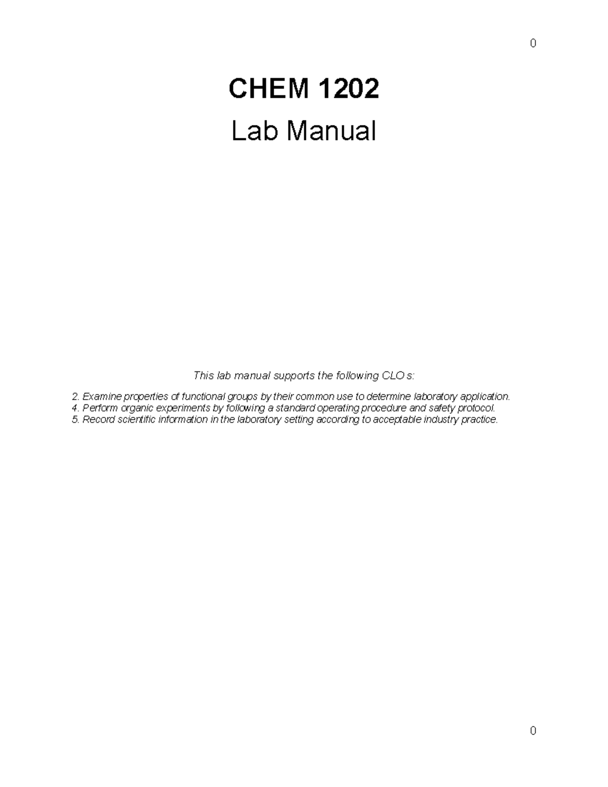 CHEM 1202 Lab Manual: Organic Chemistry Experiments & Procedures - Studocu