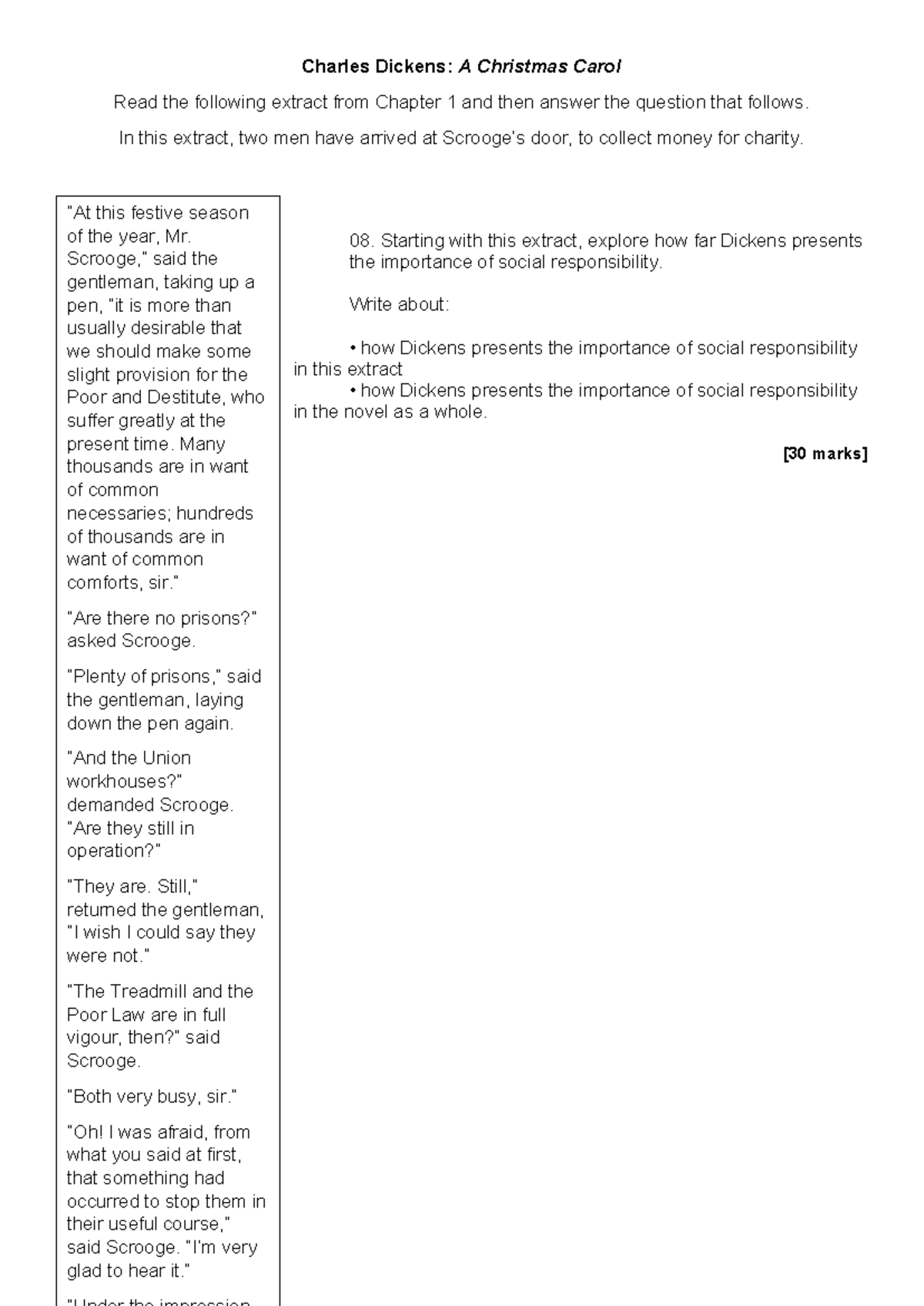 1. Social Responsibility in "A Christmas Carol" - Stave 1 Analysis ...