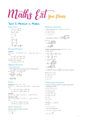 YEAR-11 MATHS FORMULA CHEAT SHEET: FUNCTIONS & PROBABILITY - Studocu