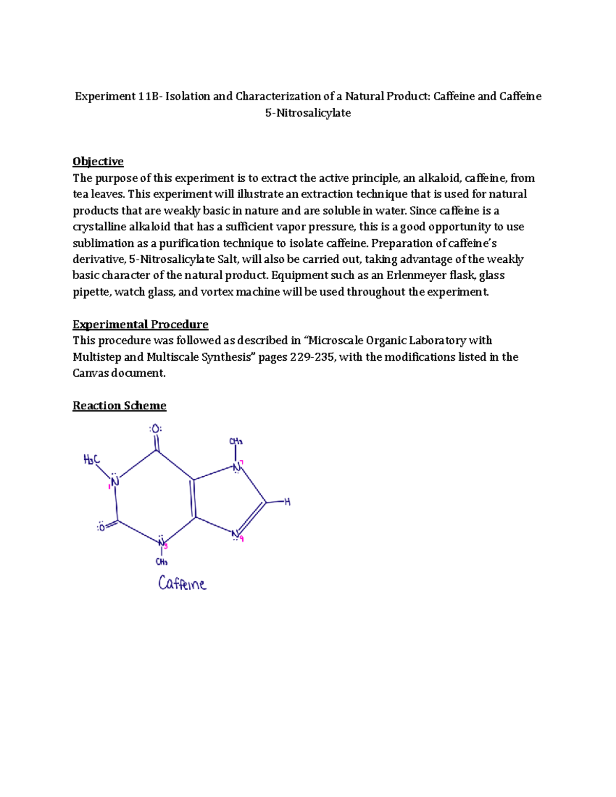 Module 4 Lab Report: Extraction & Characterization of Caffeine - Studocu