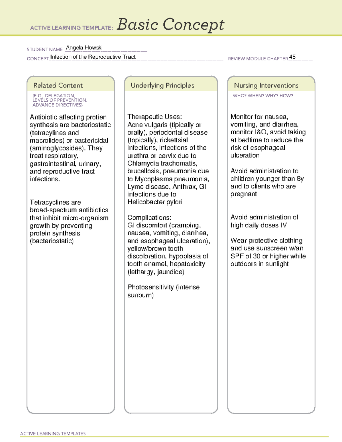 Infection of the Reproductive Tract: Active Learning Template for ...
