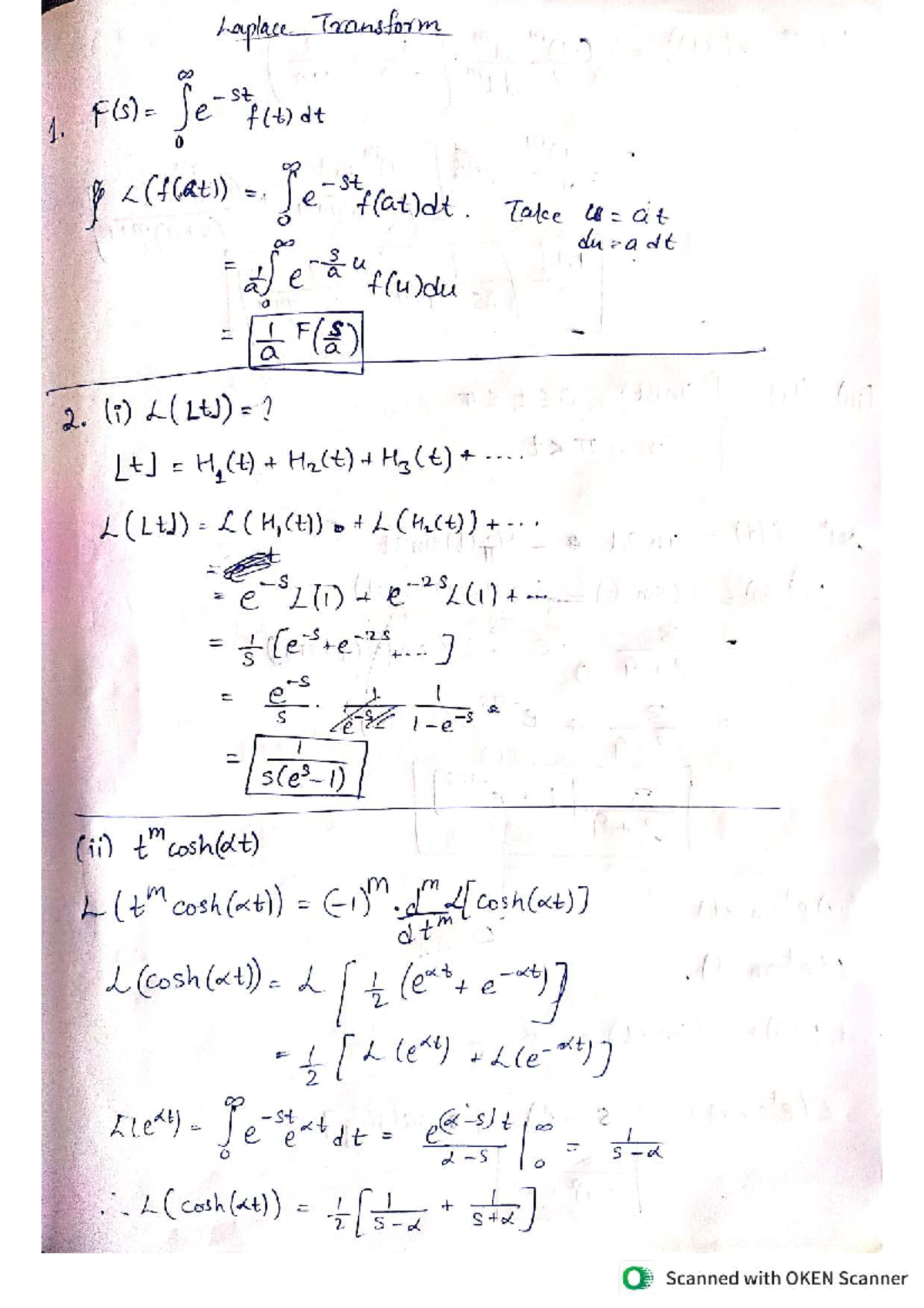 Laplace Transform Assignment 7: Detailed Solutions and Examples - Studocu