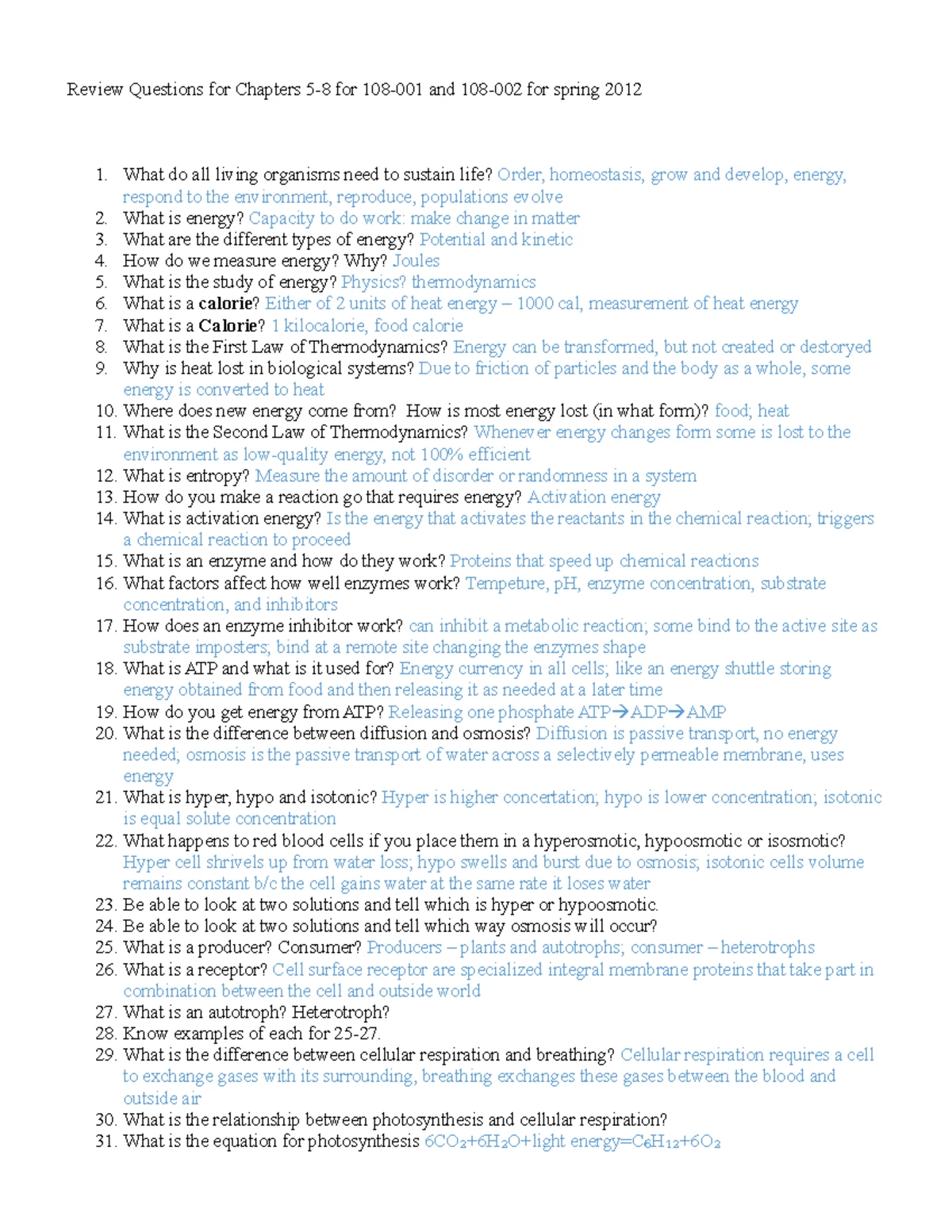 BSC 108 Exam 2 Study Guide - BSC 108 University of Alabama Study Guide ...