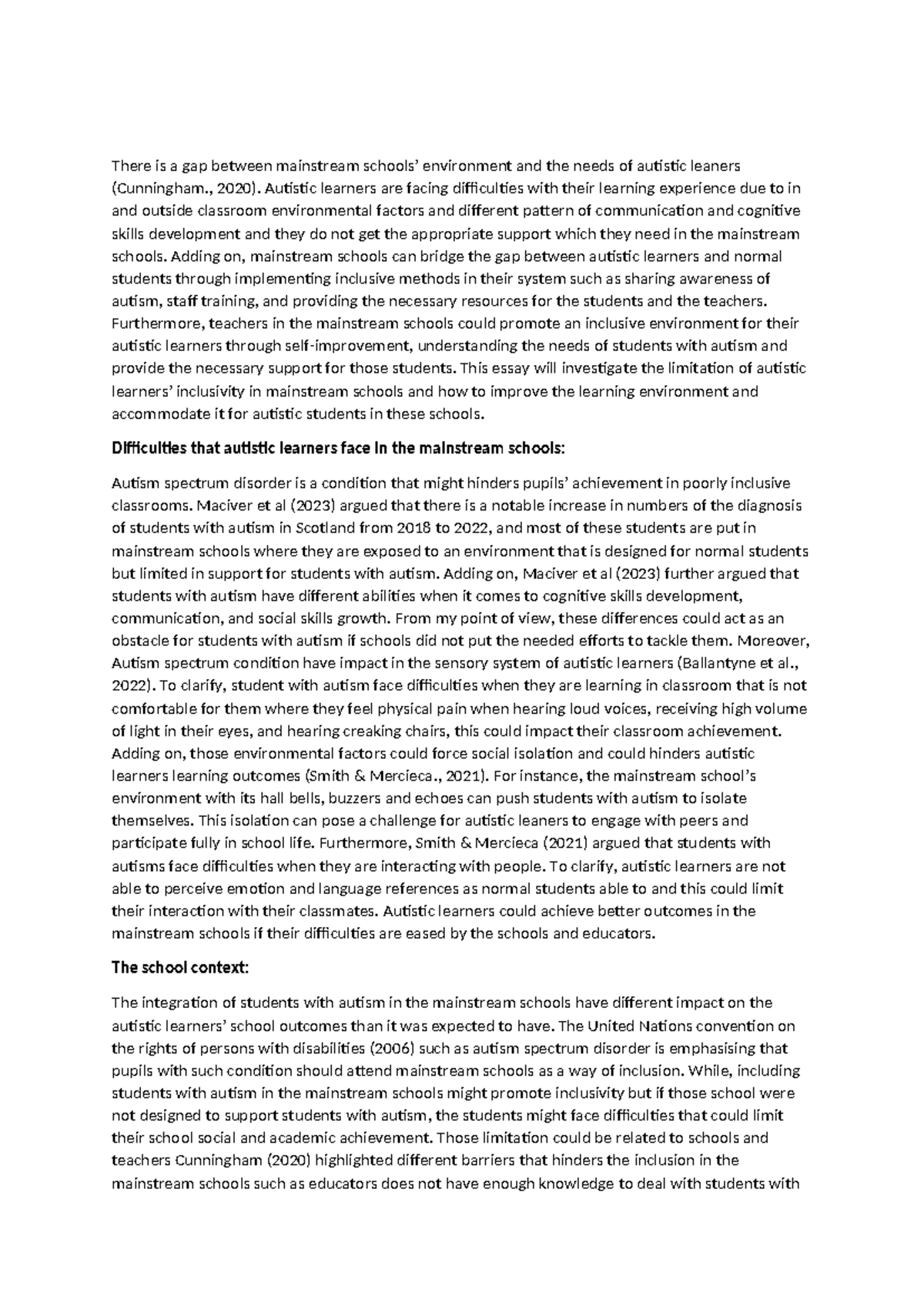 Improving Inclusivity for Autistic Learners in Mainstream Schools (ESPV ...