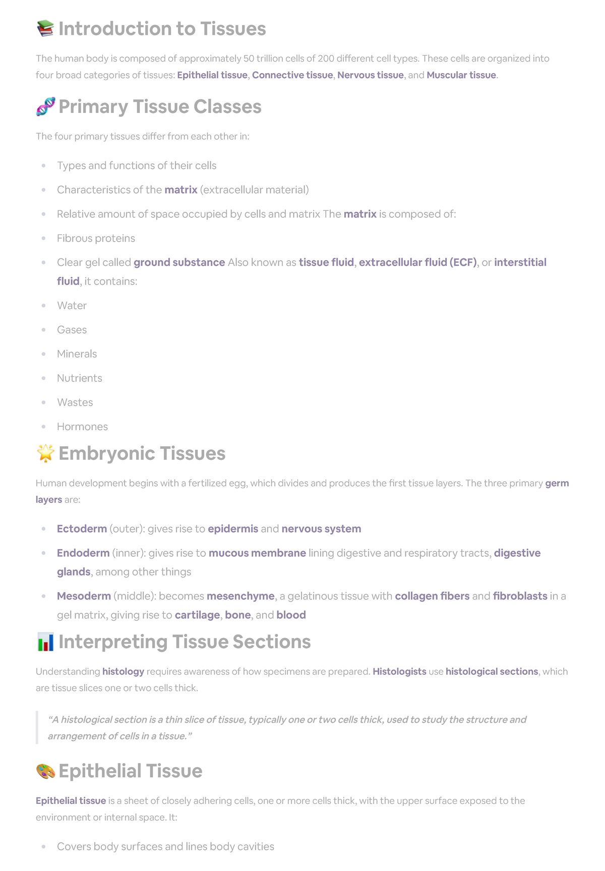 Anatomy and Physiology 1 - Final Exam Notes on Tissue Types and ...