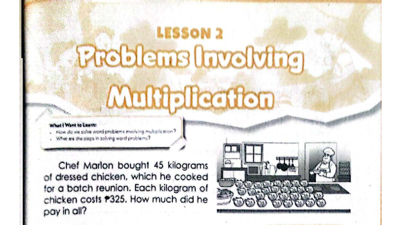 Grade 4X LESSON 2: Solving Word Problems with Multiplication - Studocu