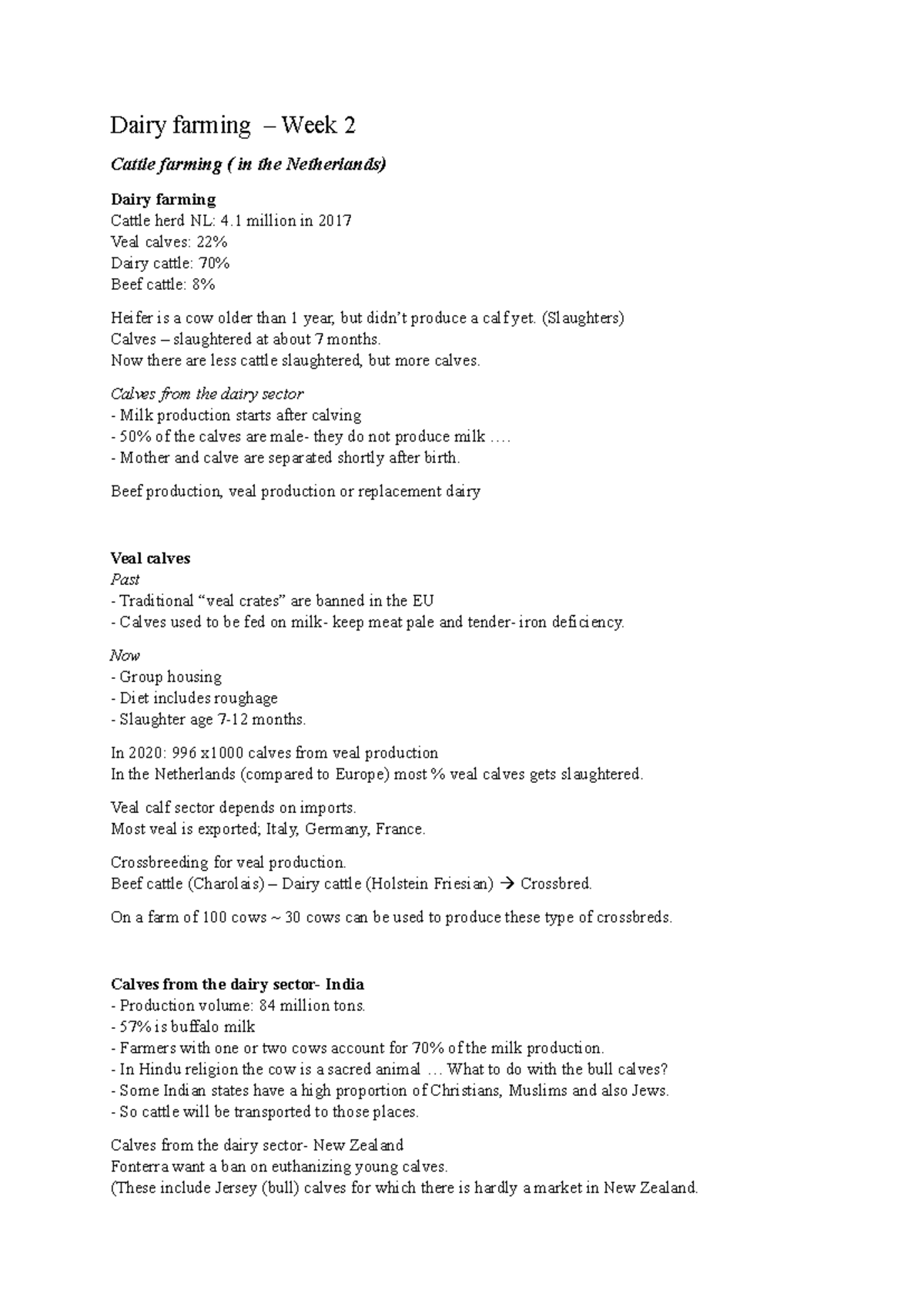 Cattle Farming Insights - Week 2 (Dairy Farming in NL) - Studeersnel