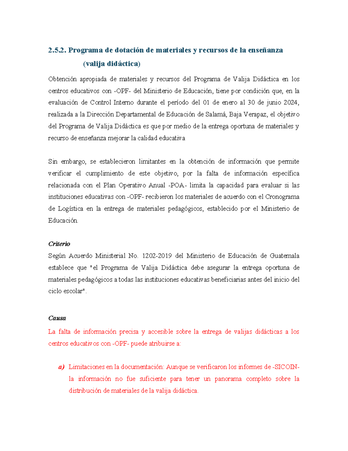 Programa de Valija Didáctica: Evaluación Control Interno 2024 - Studocu