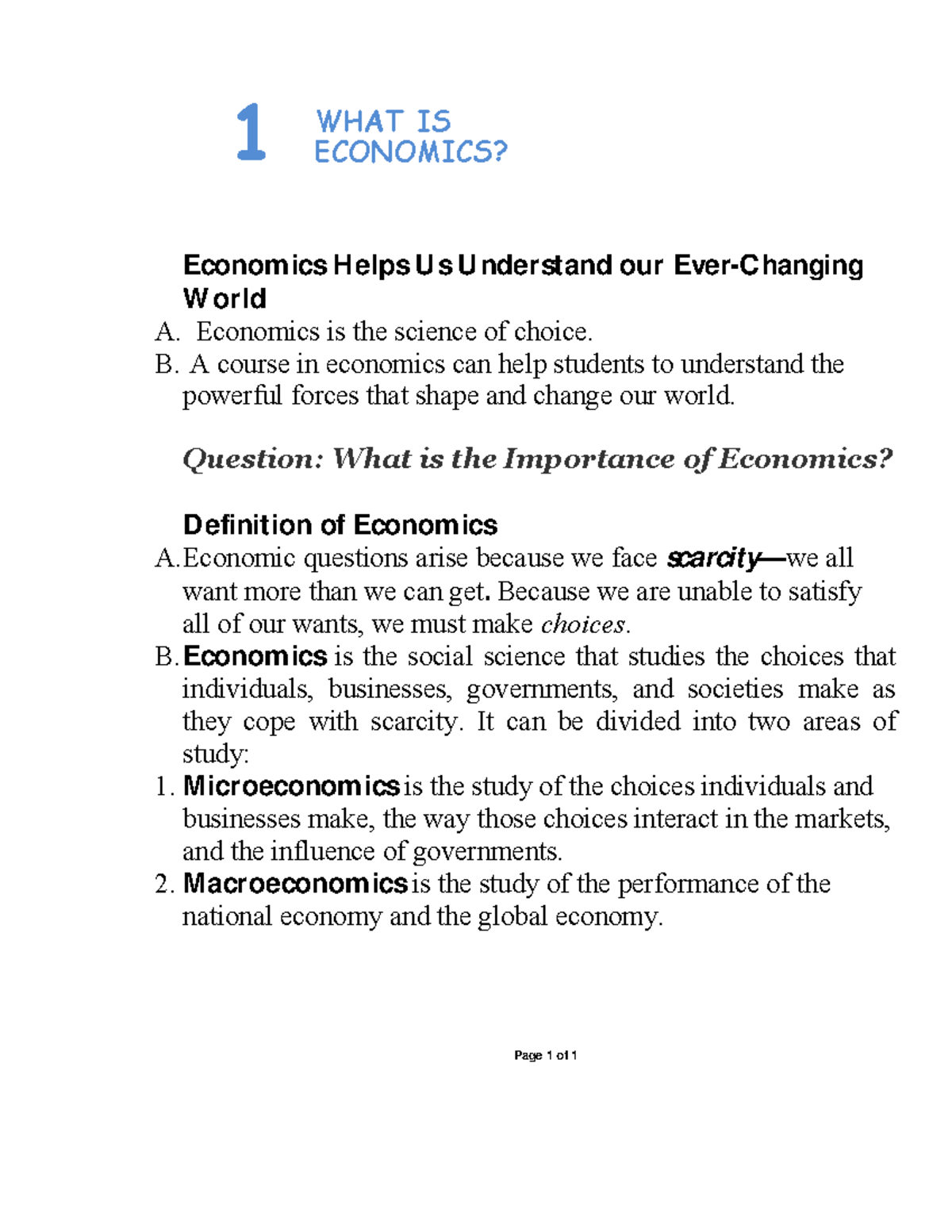 Econ 101: Understanding the Importance of Economics - Studocu