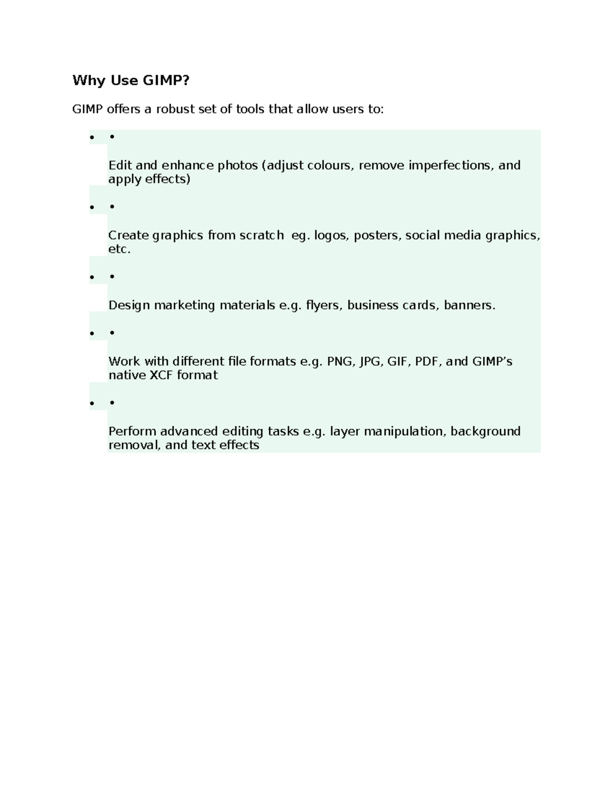 GIMP - Useful Lecture Notes - Why Use GIMP? GIMP offers a robust set of ...