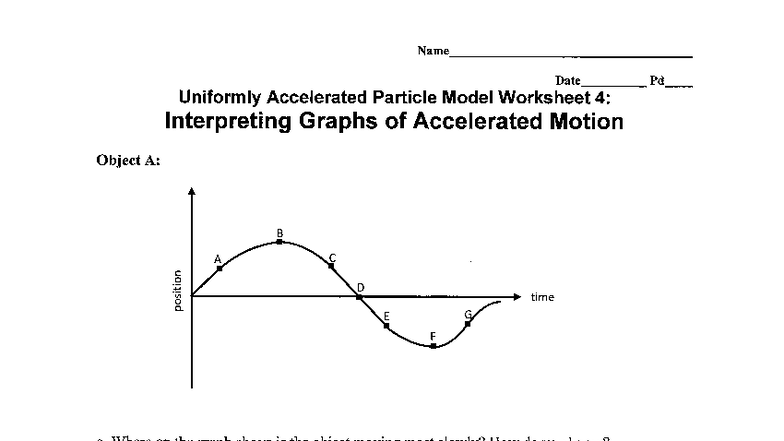 U3 Physics: Worksheet 4 Key on Uniformly Accelerated Motion - Studocu