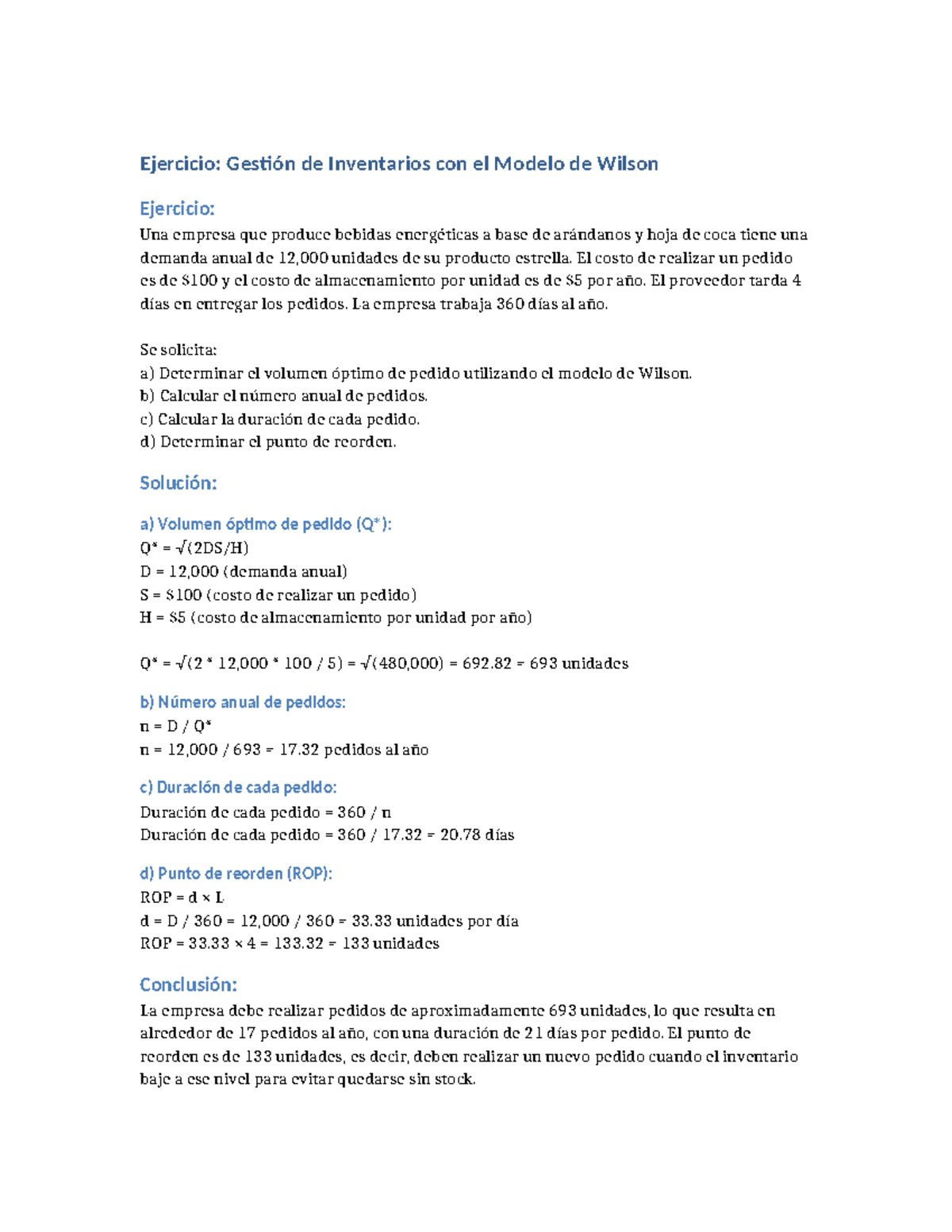 Ejercicio Gestion Inventarios Wilson - Ejercicio: Gestión de ...