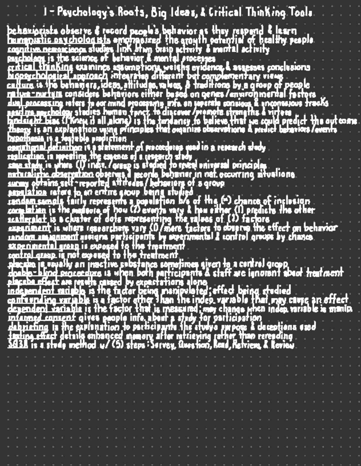 PSY 101 - 1 Intro to Psychology: Roots, Concepts & Thinking Tools - Studocu