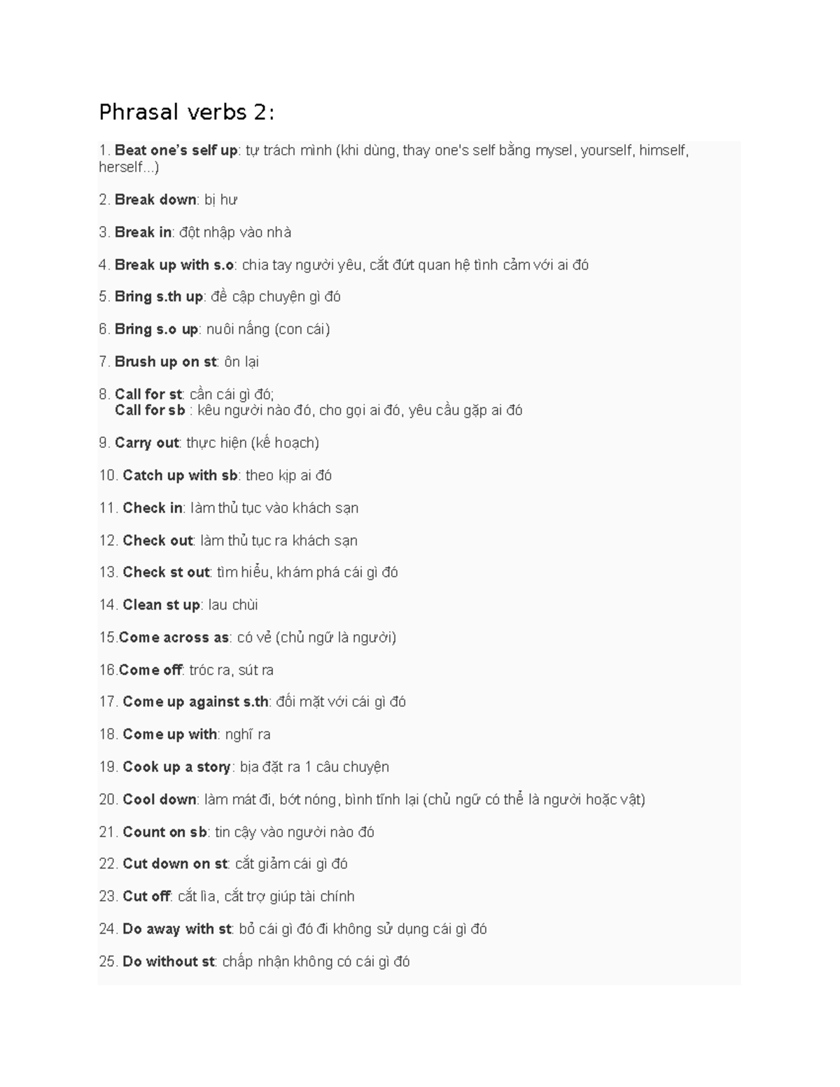 Phrasal Verbs 2 - KDQT Study Notes for Grammar Mastery - Studocu