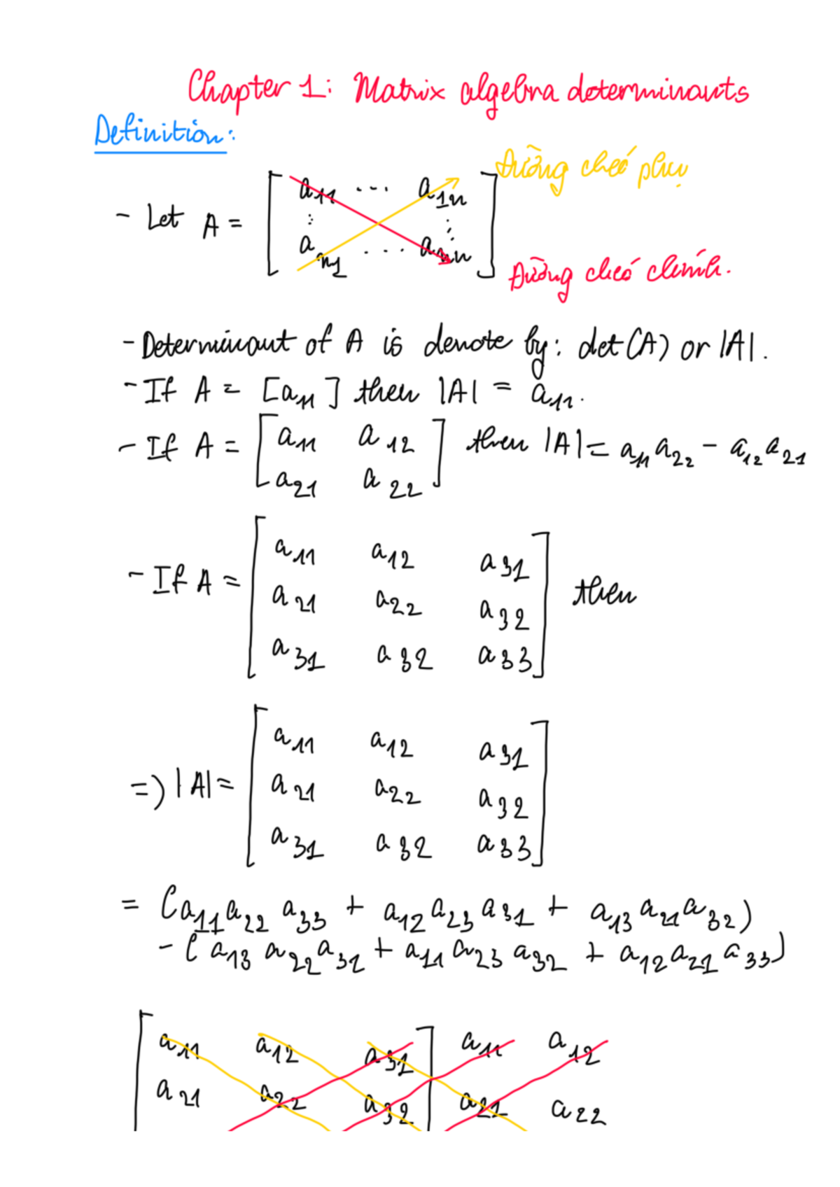 Chapter 1: Matrix Algebra Determinants Overview - Studocu