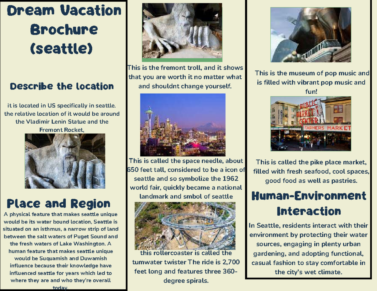5 Themes of Seattle: Dream Vacation Brochure - Studocu