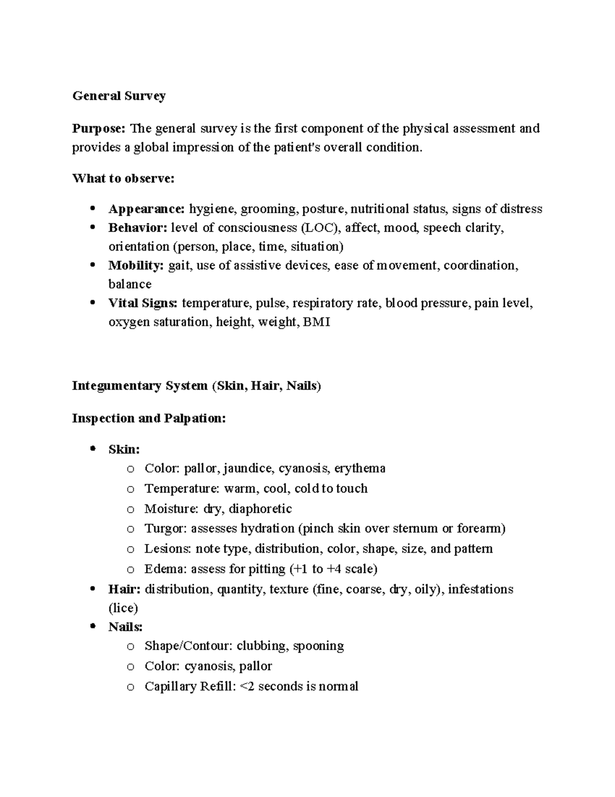 Ch 20 - NUR155 General Survey and Physical Assessment Guide - Studocu