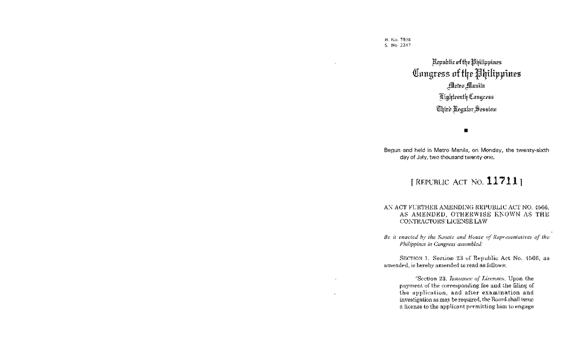 Republic Act No. 11711: Amendments to the License Law - Studocu