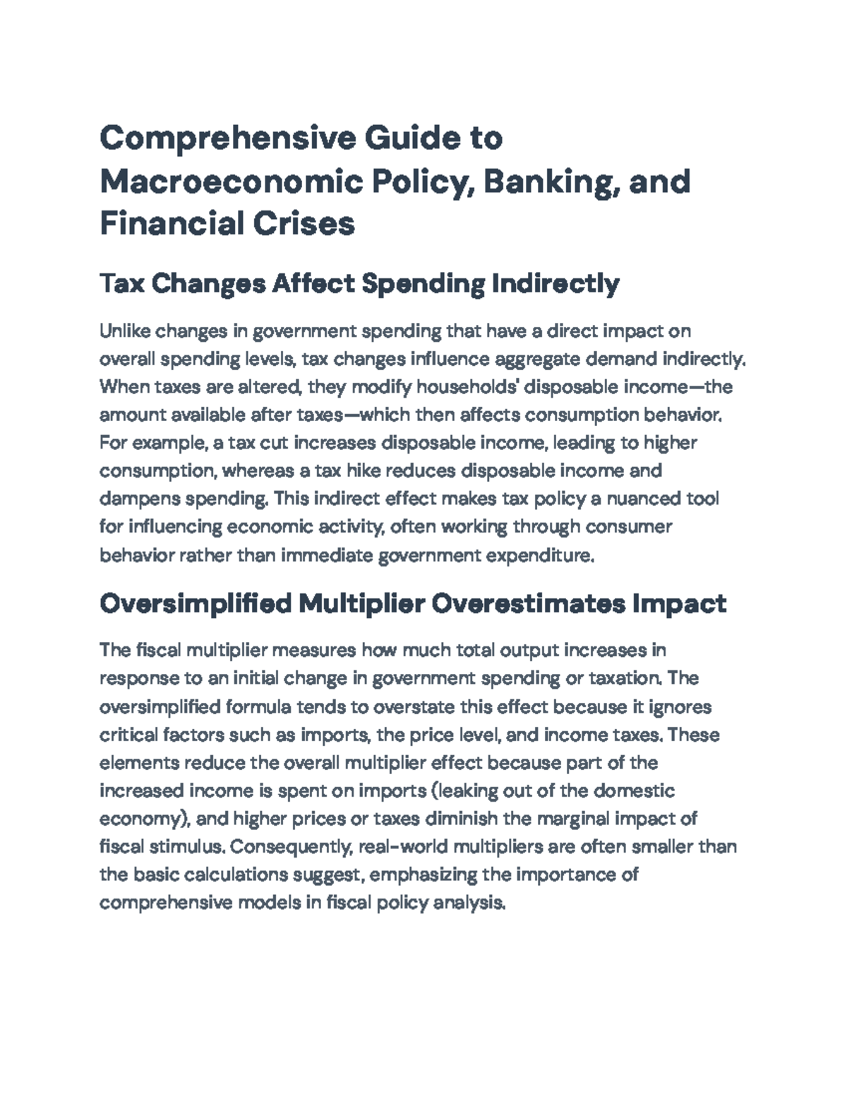 Comprehensive Guide To Macroeconomic Policies Financial Crises Eco