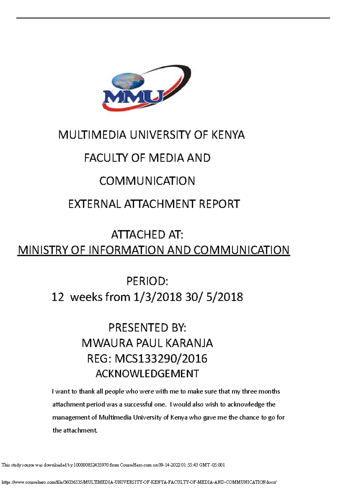 Multimedia University OF Kenya Faculty OF Media AND Communication ...