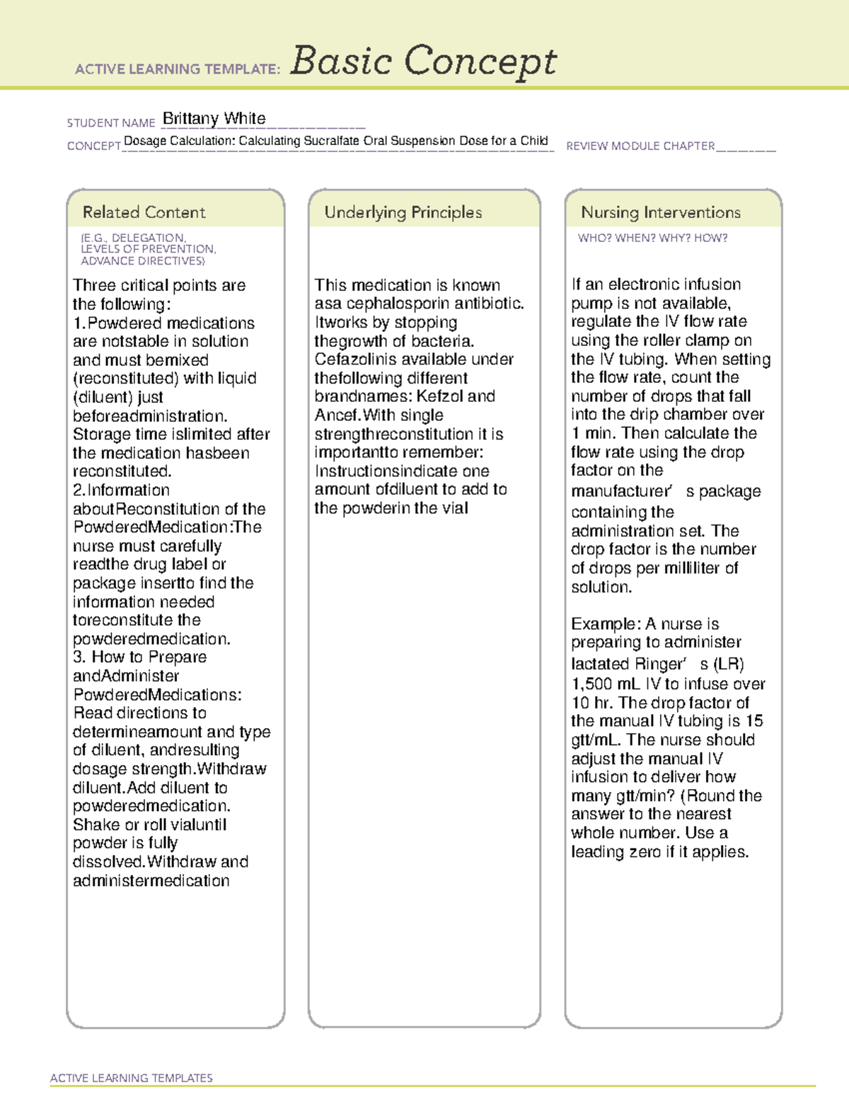 Active Learning Template: Nursing Principles and Interventions - Studocu