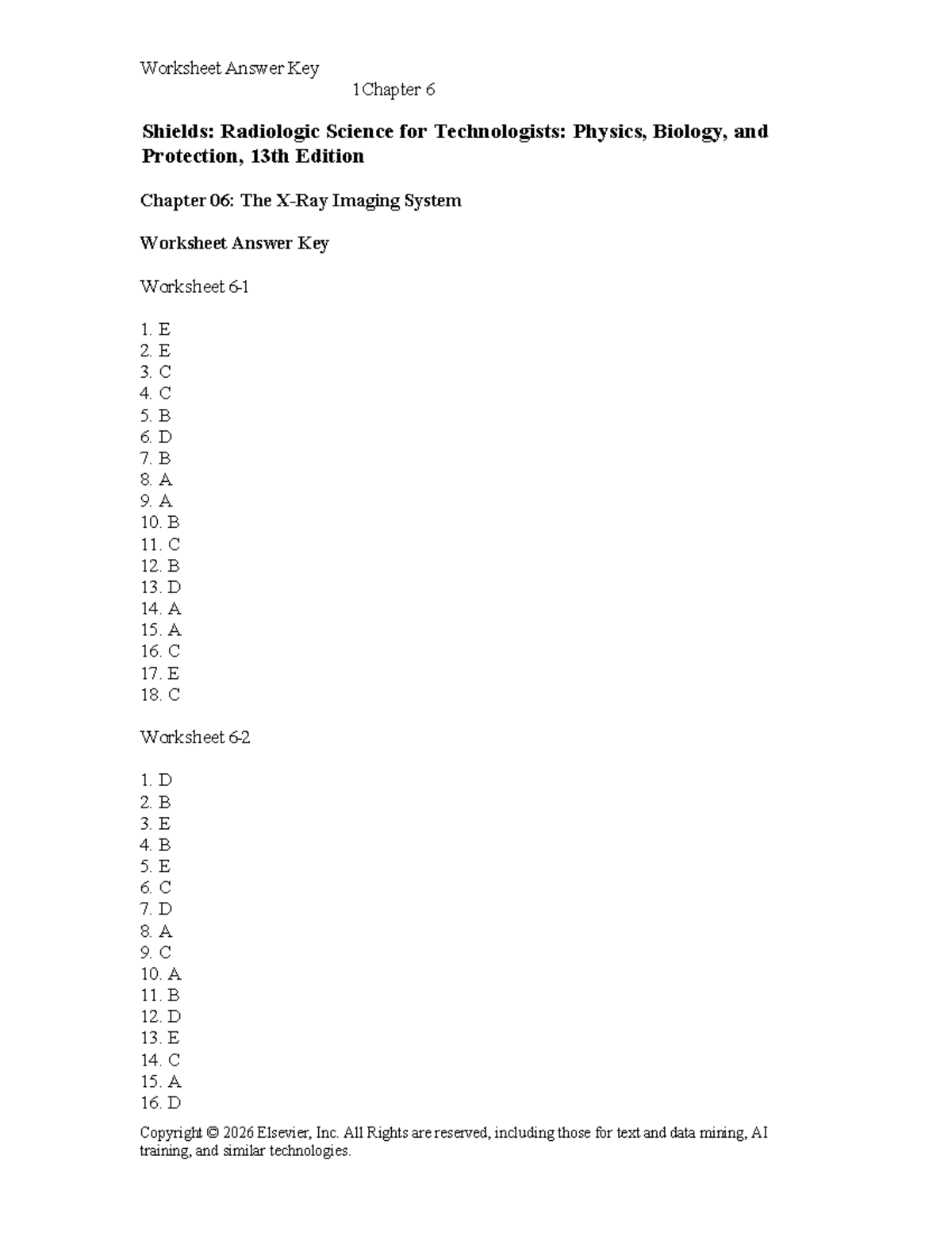 Radiologic Science for Technologists: Chapter 6 Worksheet Answers - Studocu