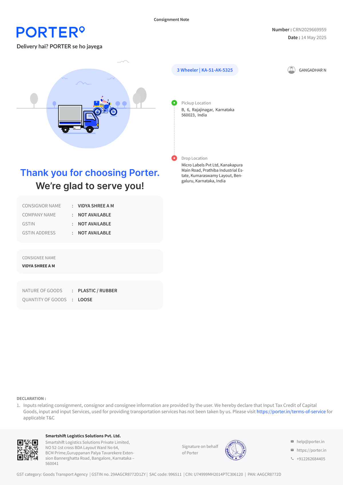 Porter Consignment Note (CRN2029669959) - Detailed Overview - Studocu