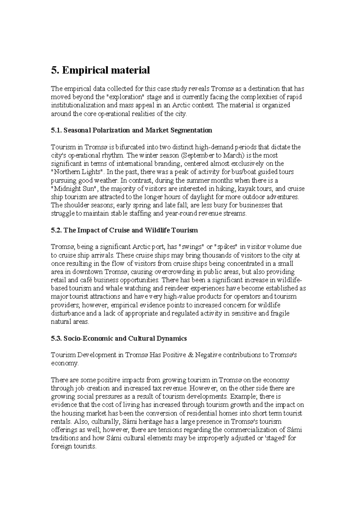Case Study: Tourism Dynamics in Tromsø (5 & 6) - Studocu