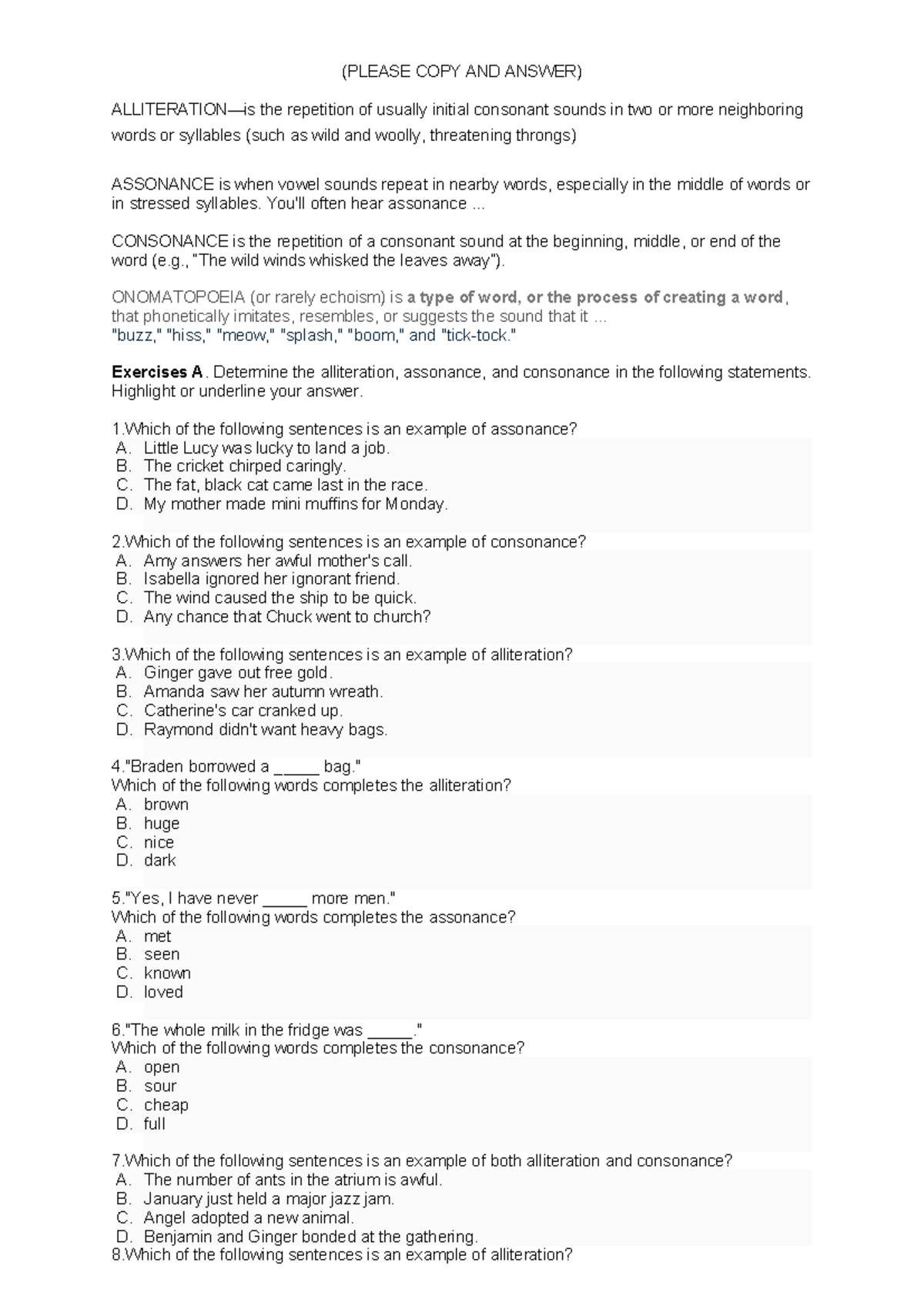 English 9 - Sound Devices: Alliteration, Assonance, and Consonance ...