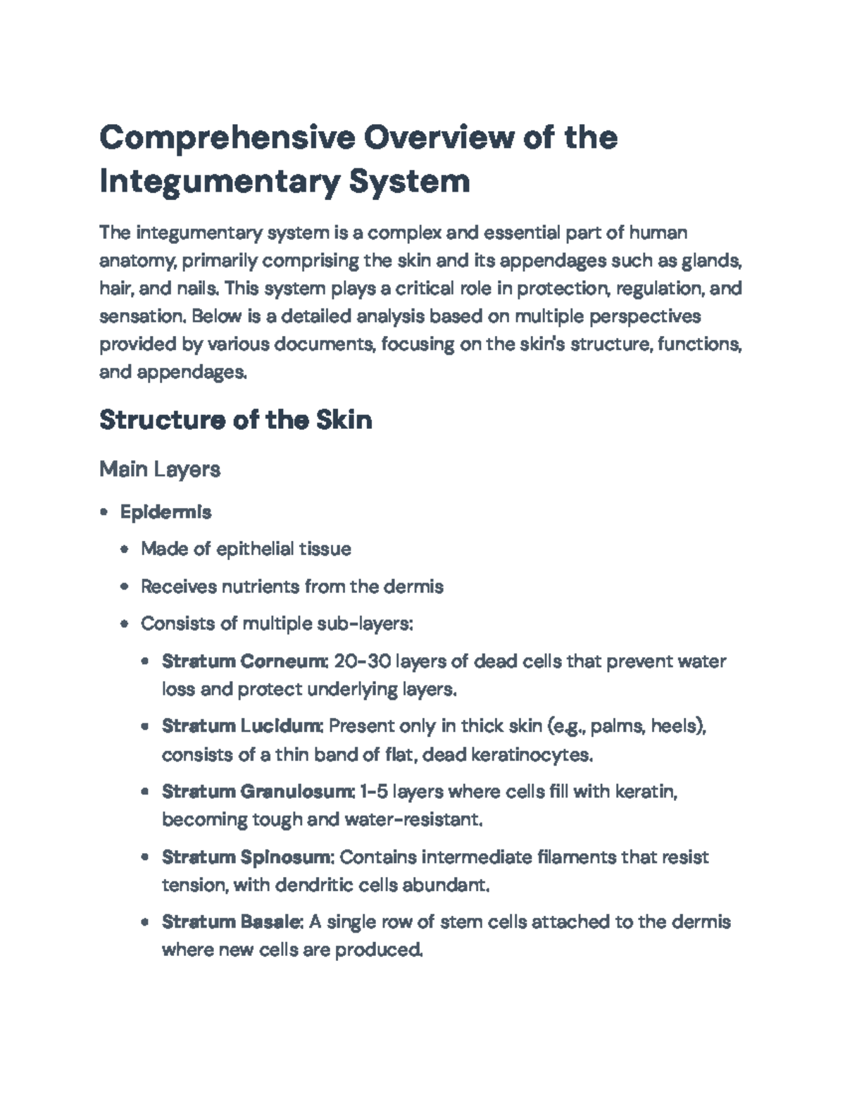 Anatomy and Functions of the Integumentary System (BIO 101 ...