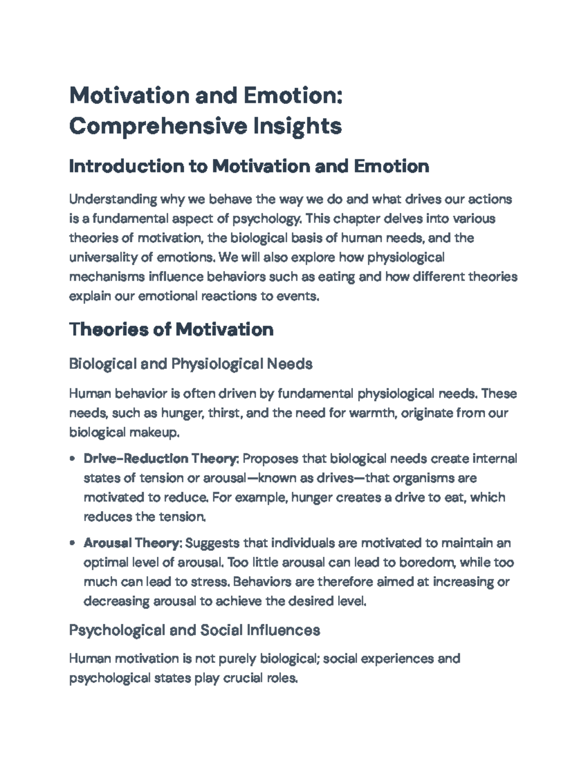 Psychology 101: Understanding Motivation and Emotion Theories ...