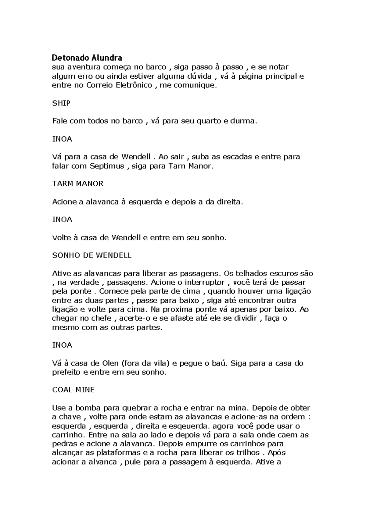 Detonado Alundra - Guia Completo para o Jogo Aventura e Desafios - Studocu