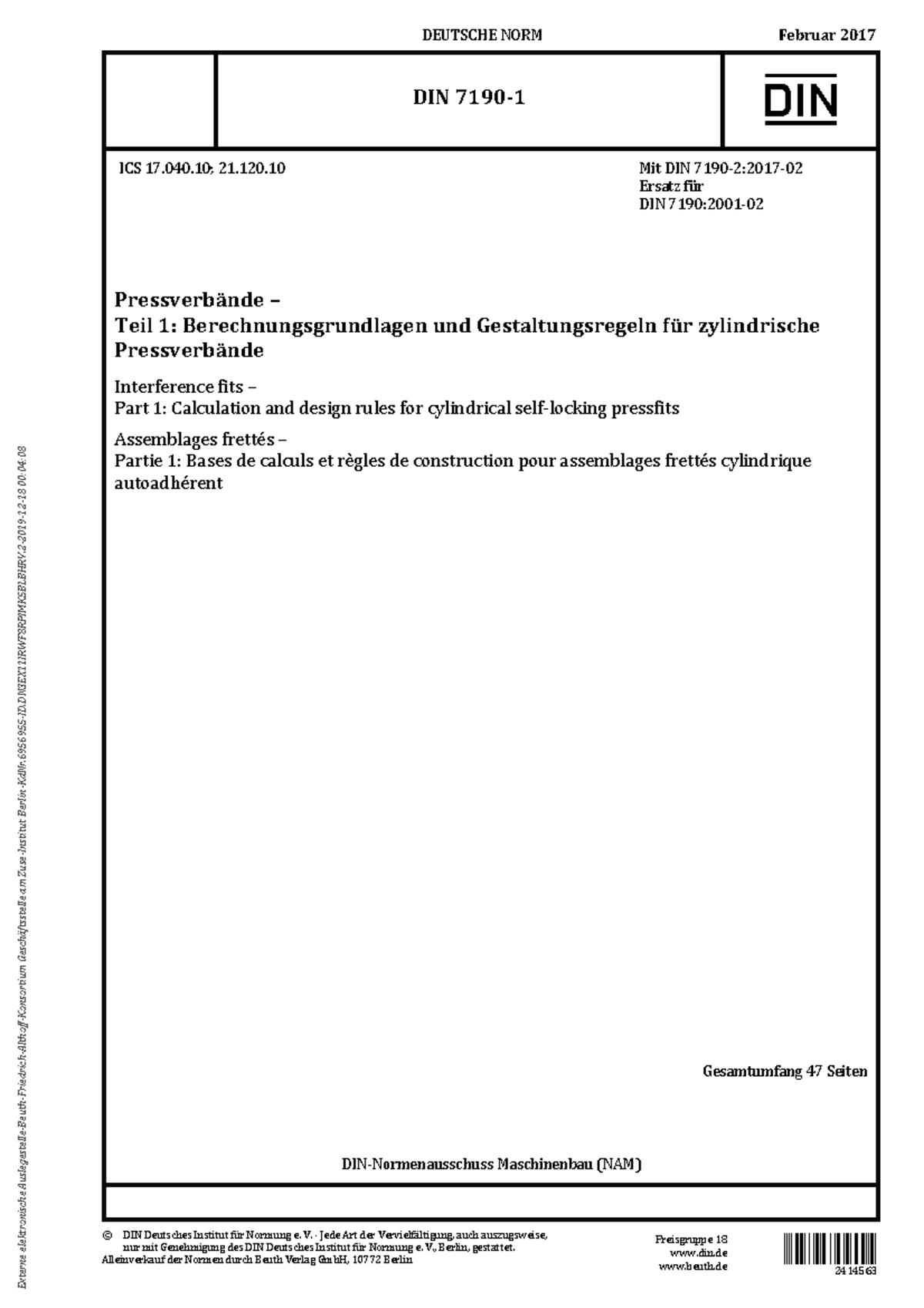 DIN 7190-1 - Die DIN - DEUTSCHE NORM Februar 2017 DIN Deutsches ...