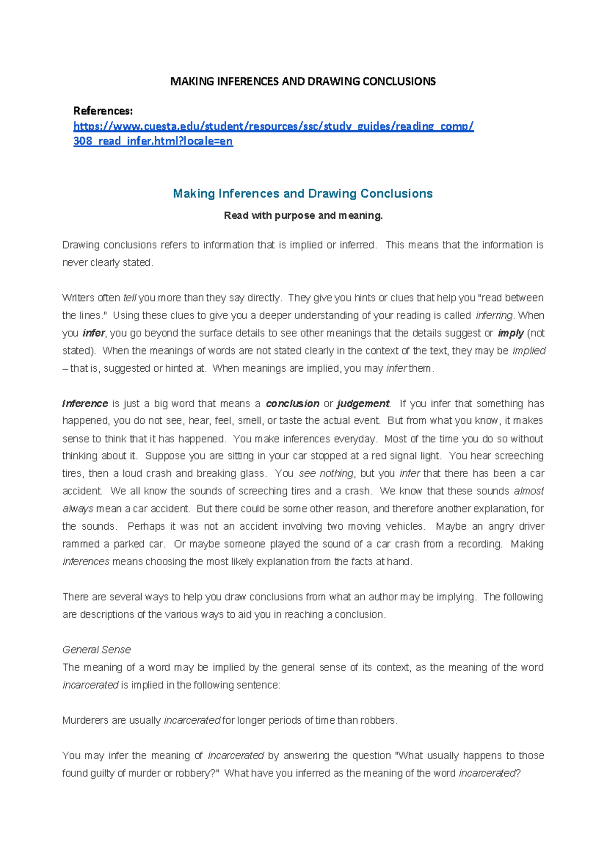 LCC401 Final Exam Study Notes: Making Inferences & Conclusions - Studocu