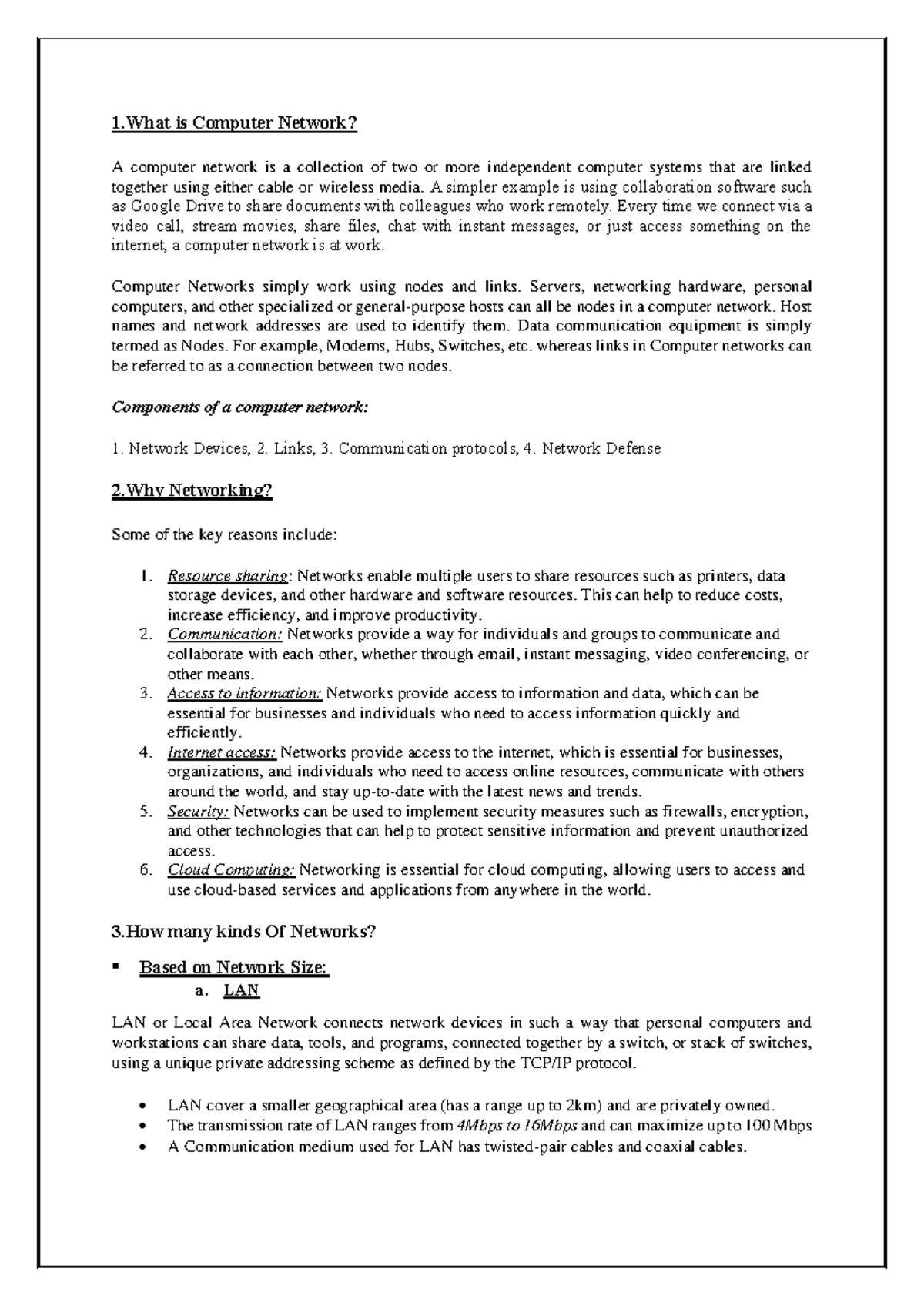 Computer network assignment-1 - 1 is Computer Network? A computer ...