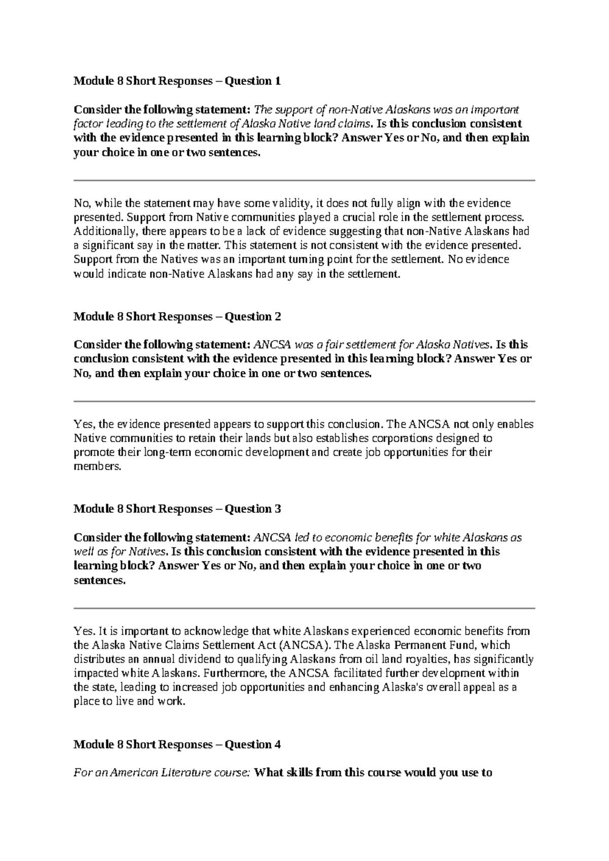 Module 8 short answers applied history - Module 8 Short Responses ...